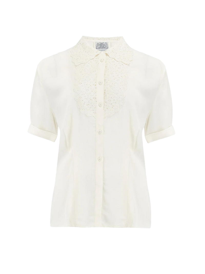 1940s Vintage Style Cream Lace Inset Blouse – RevivalVintage