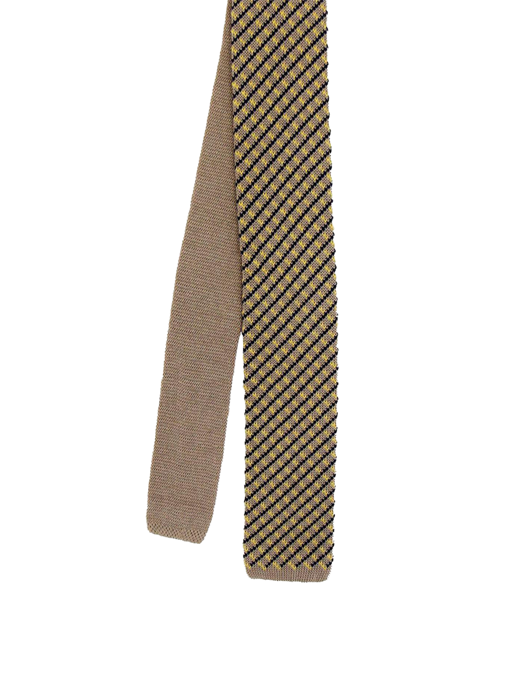 1960s Style Beige Check Knitted Silk Slim Tie – RevivalVintage