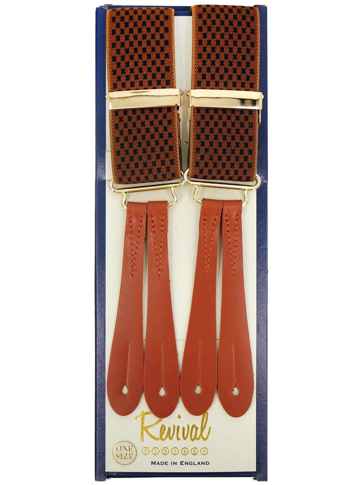 Orange Checkerboard Braces with Leather Loops – RevivalVintage