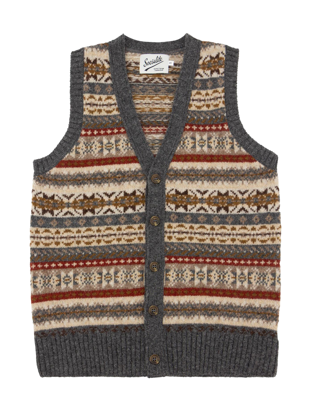 Scottish Wool Fairisle Knit Tank Top - Basalt – RevivalVintage