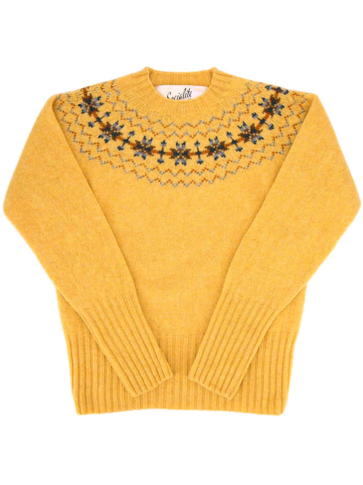 Fairisle 40s Style Pure Scottish Wool Jumper in Marzipan Yellow ...
