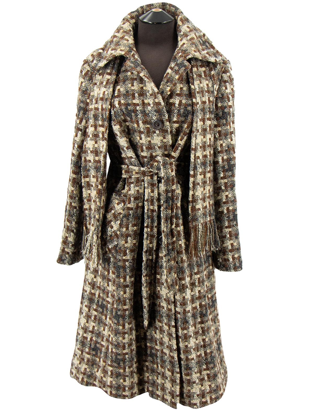 Vintage Wool Mix Brown Check Midi Coat – RevivalVintage